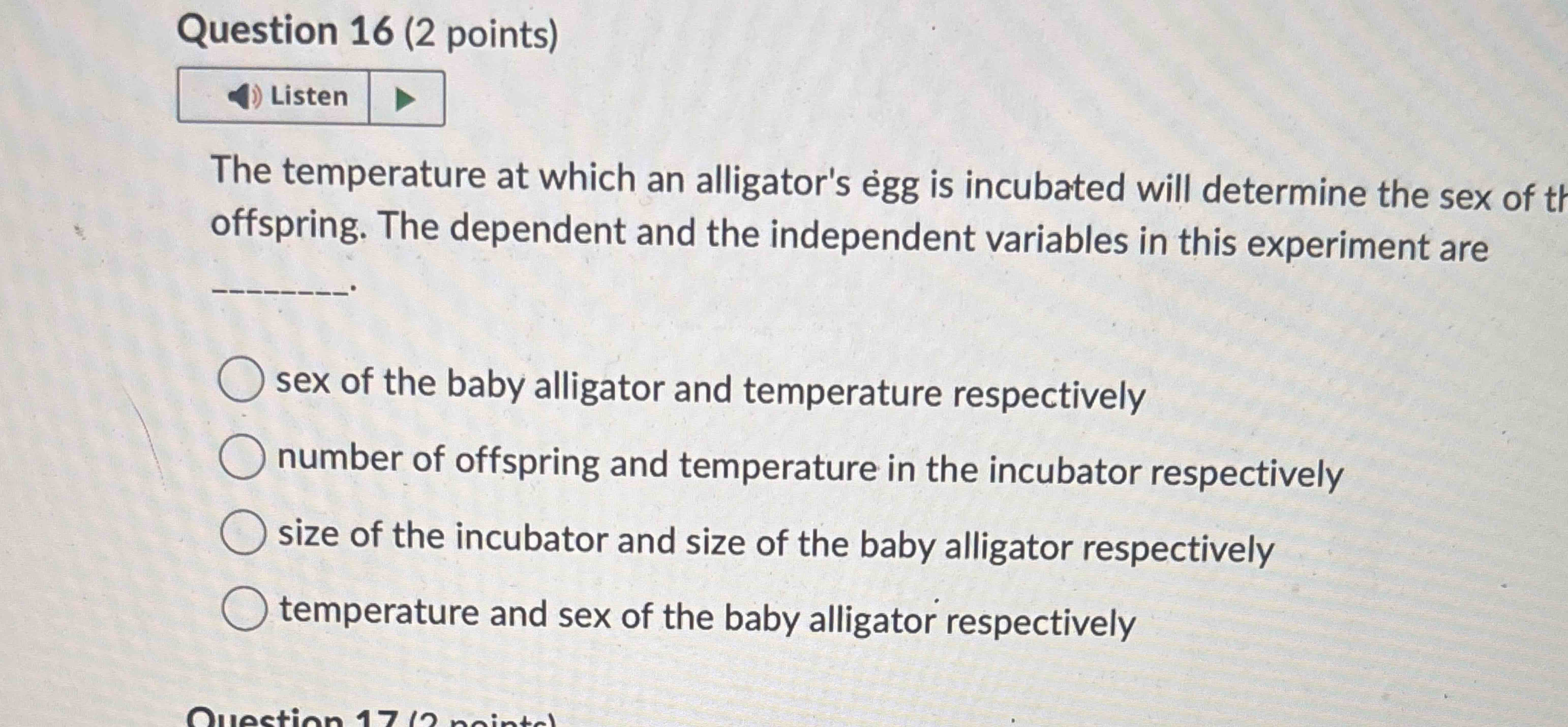Solved Question 16 (2 ﻿points)The temperature at which an | Chegg.com