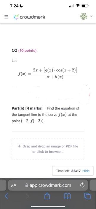Solved f(x)=π+h(x)2x+[g(x)⋅cos(x+2)] Part(b) [4 marks] Find | Chegg.com