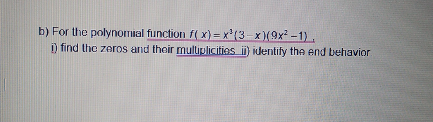 Solved b) ﻿For the polynomial function | Chegg.com
