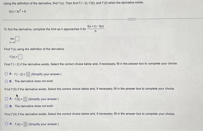 Solved Using the definition of the derivative, find f′(x). | Chegg.com