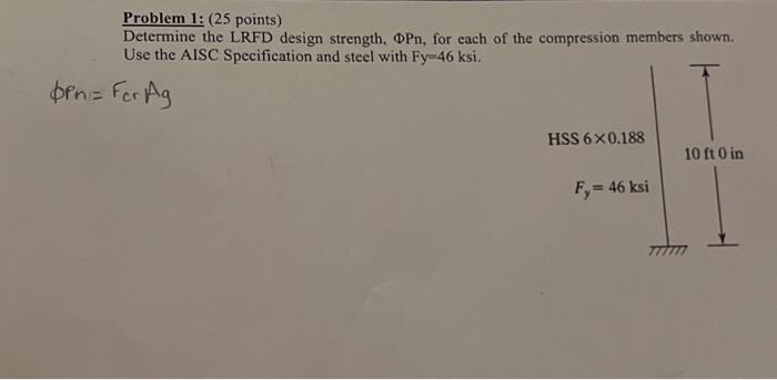 Solved Determine the LRFD design strength, Pn, for each of | Chegg.com