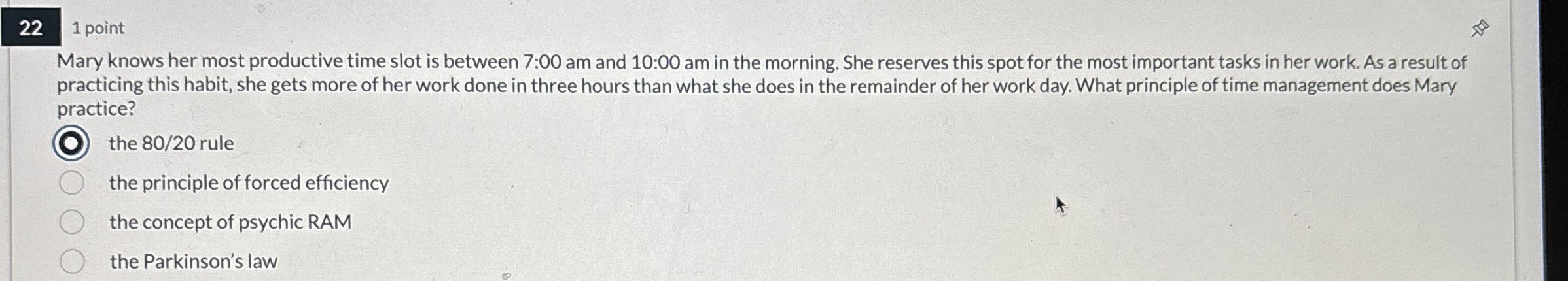 Solved 221 ﻿pointMary knows her most productive time slot is | Chegg.com