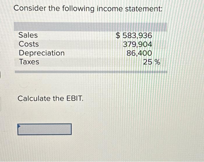 Solved Consider the following income statement: Sales Costs | Chegg.com