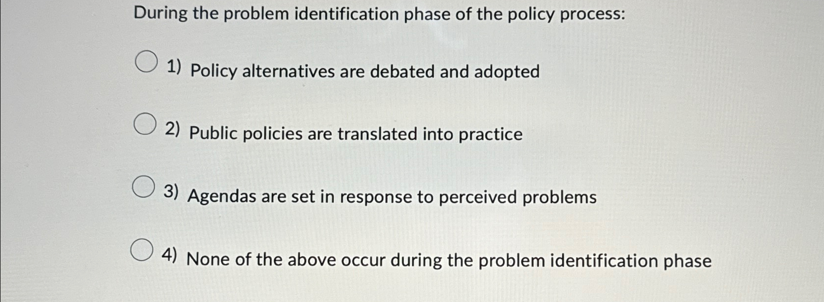 Solved During the problem identification phase of the policy | Chegg.com