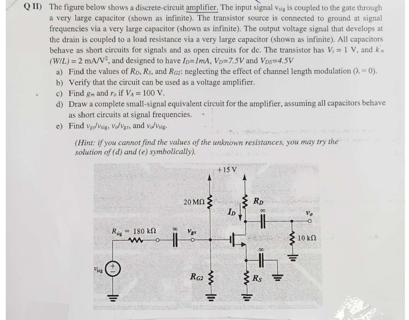 Solved II) The figure below shows a discrete-circuit | Chegg.com