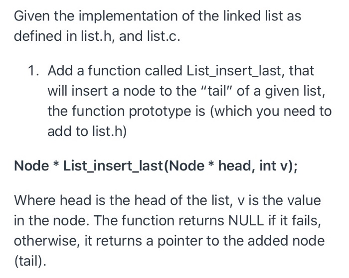 Solved Given the implementation of the linked list as | Chegg.com
