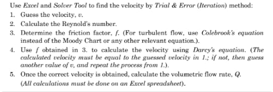 Use Excel and Solver Tool to find the velocity by | Chegg.com