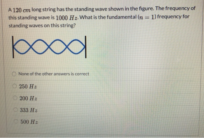 Solved A 120 cm long string has the standing wave shown in | Chegg.com