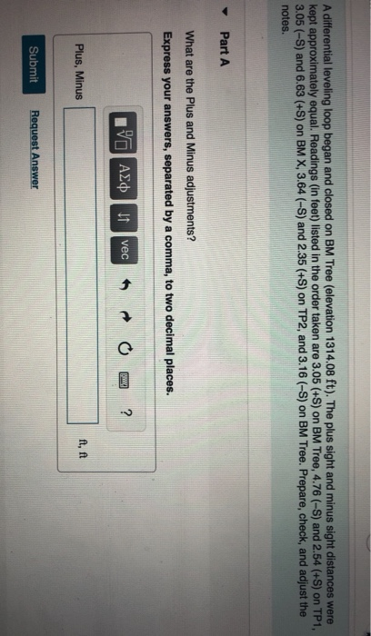 Solved A differential leveling loop began and closed on BM | Chegg.com