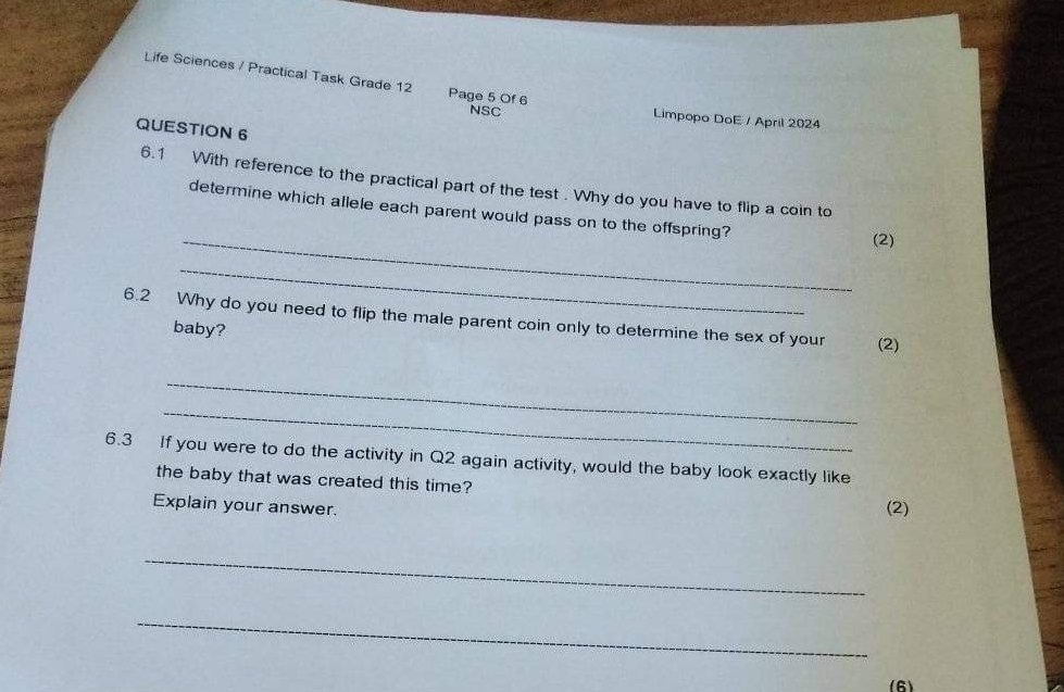 Solved Life Sciences / ﻿Practical Task Grade 12Page 5 ﻿of | Chegg.com