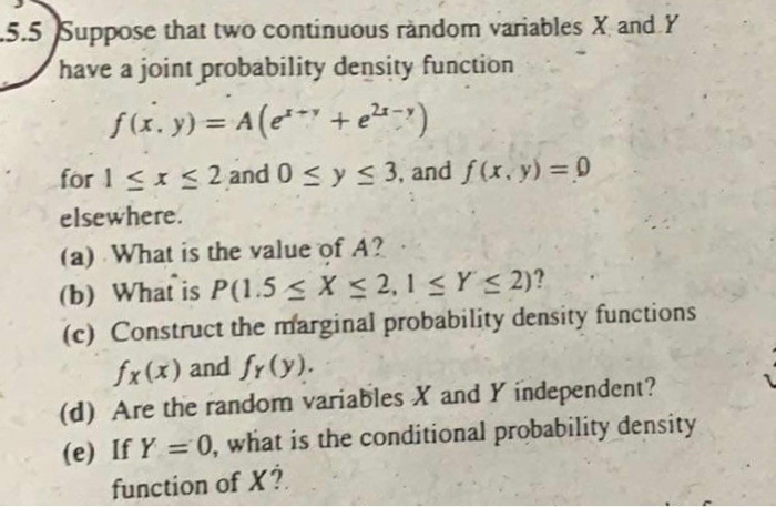 Solved 55 Suppose That Two Continuous Ràndom Variables X 
