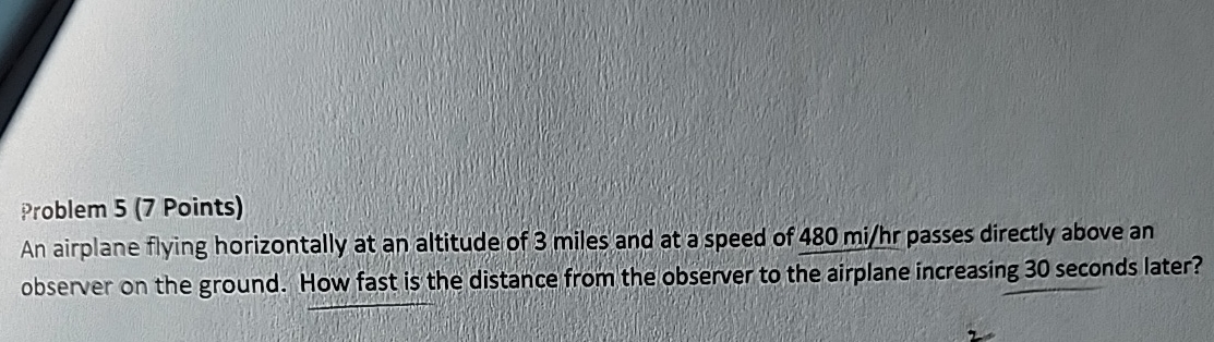 Solved Problem 5 (7 ﻿Points)An airplane flying horizontally | Chegg.com