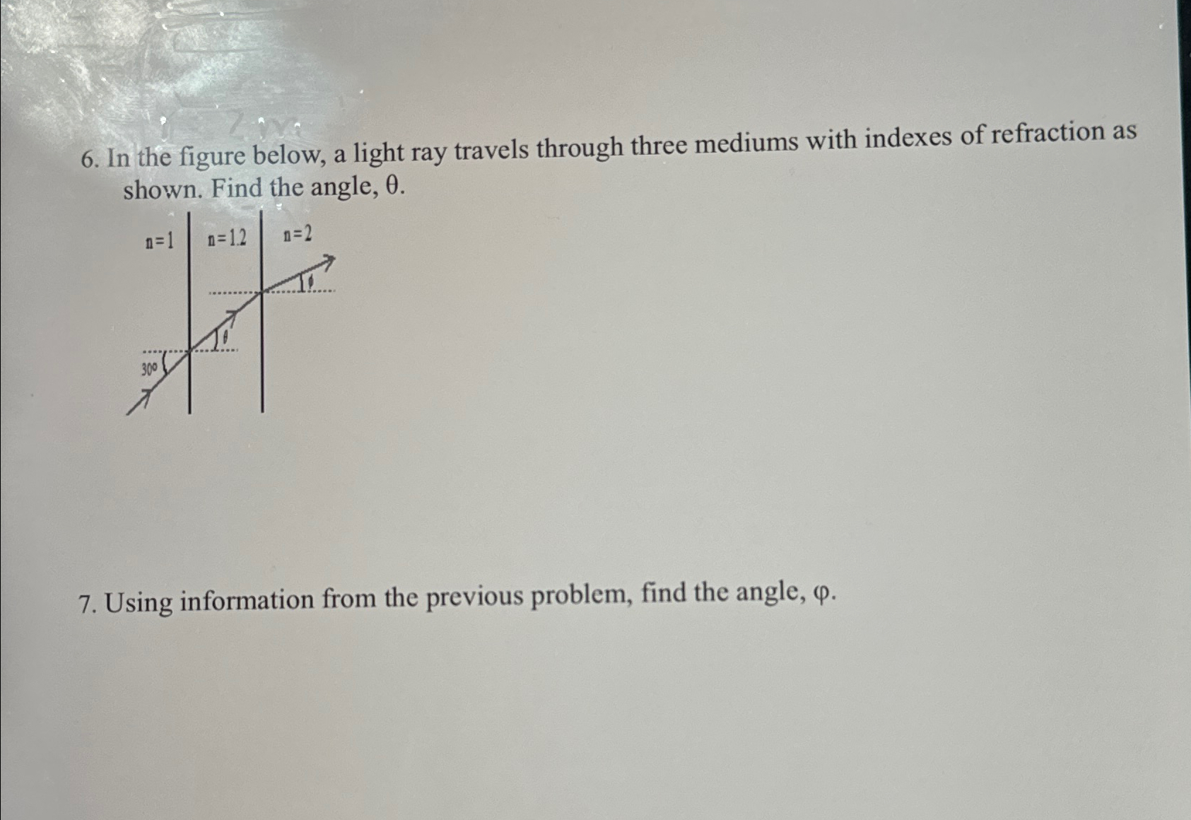 Solved In the figure below, a light ray travels through | Chegg.com