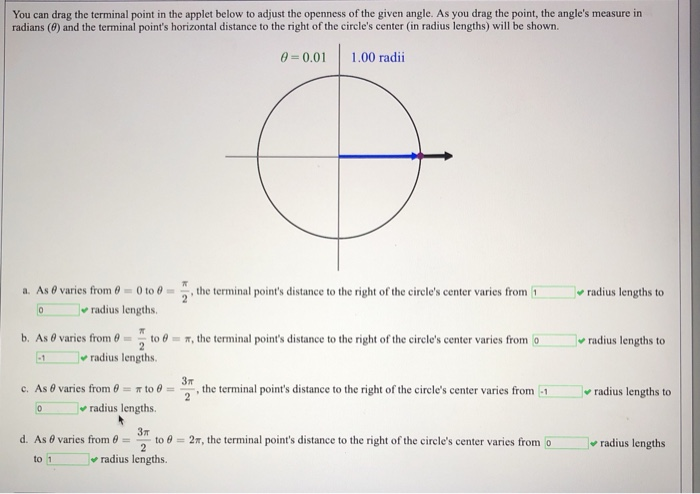 Solved You can drag the terminal point in the applet below | Chegg.com