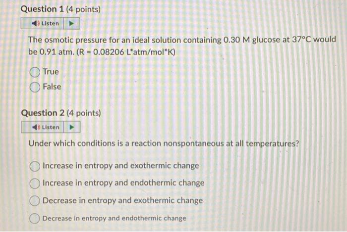 Solved The osmotic pressure for an ideal solution containing | Chegg.com