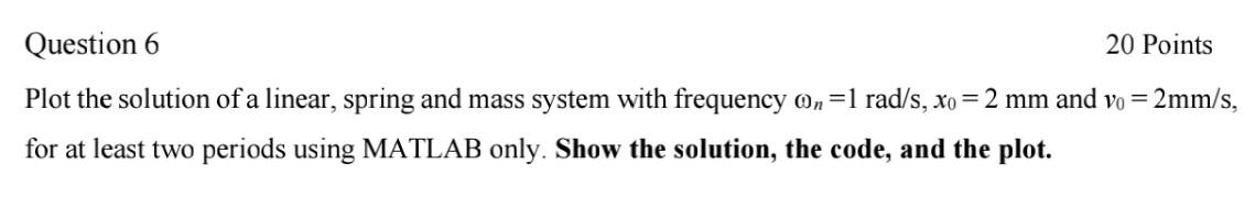 Solved Question 6 20 Points Plot the solution of a linear, | Chegg.com