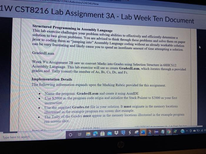 $13961/fullscreer/5242345 View 1W CST8216 Lab | Chegg.com