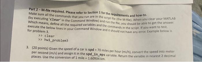 Solved Part 2 - M-file required. Please refer to Section 1 | Chegg.com