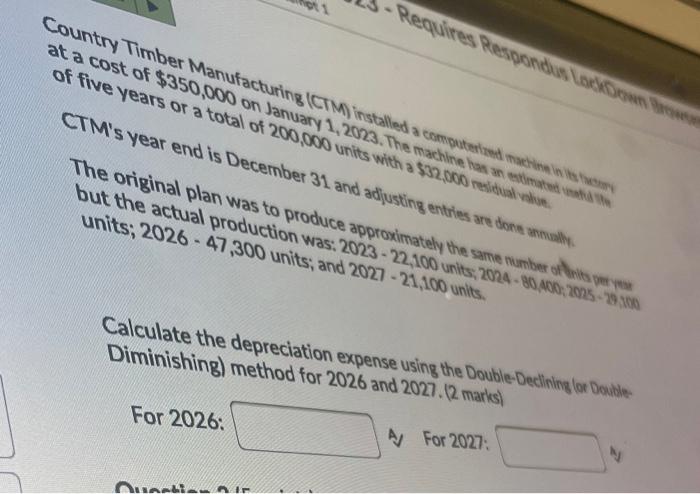 Solved Suntry Timber Manufacturing (CTM) installed a compen | Chegg.com