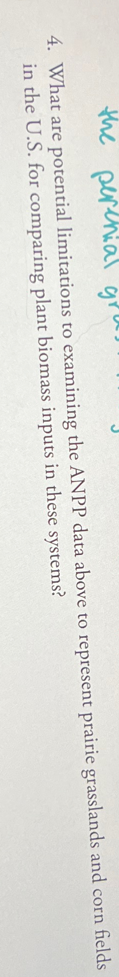 Solved What are potential limitations to examining the ANPP | Chegg.com