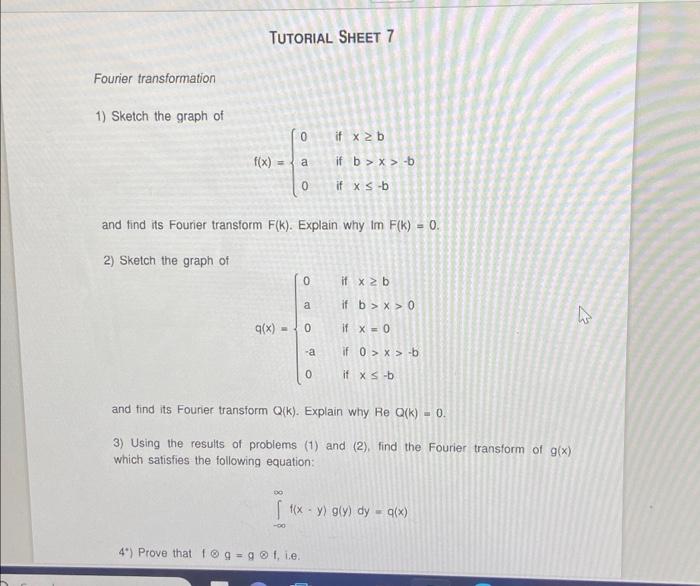 Solved Fourier transformation 1) Sketch the graph of | Chegg.com