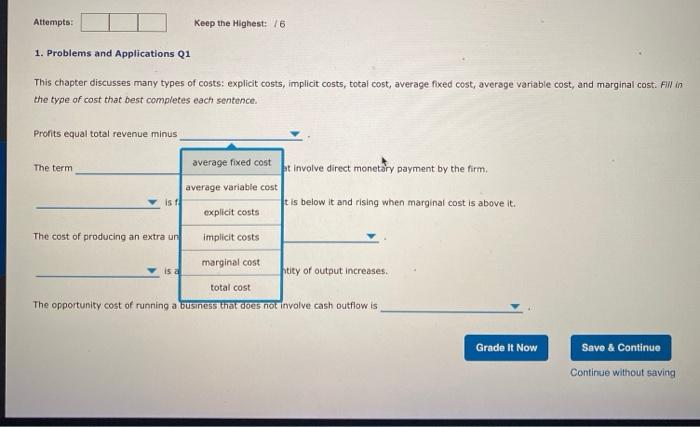 Solved Attempts: Keep the Highest: /6 1. Problems and | Chegg.com