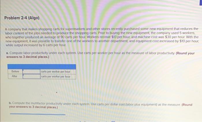 Solved Problem 2-4 (Algo) A company that makes shopping | Chegg.com