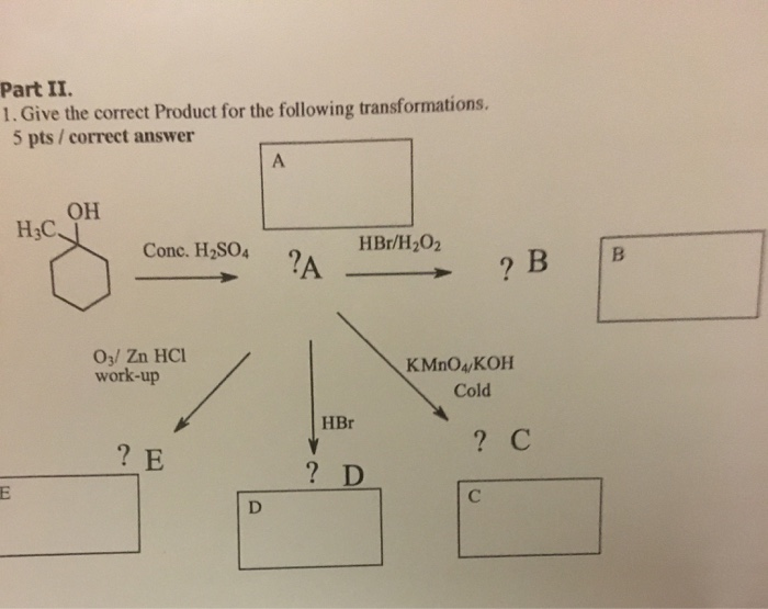Solved Part II. 1. Give the correct Product for the | Chegg.com