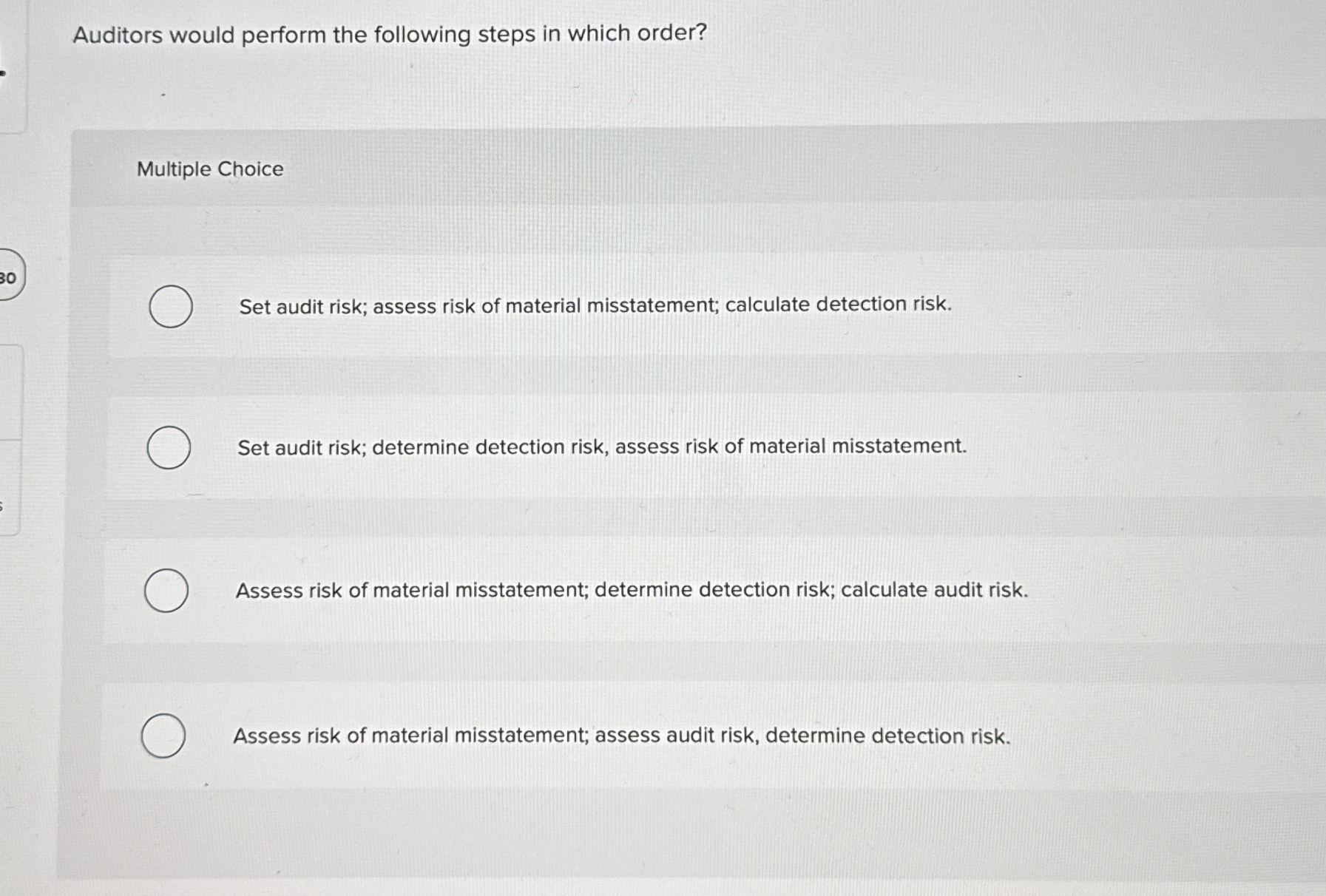 Solved Auditors would perform the following steps in which | Chegg.com