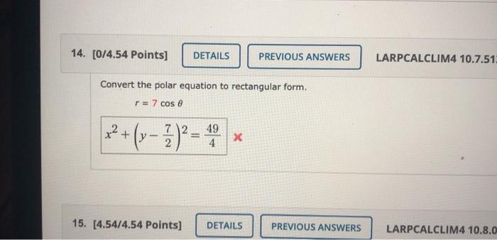 Solved 14. [0/4.54 Points) DETAILS PREVIOUS ANSWERS | Chegg.com Solved 14. [0/4.54 Points) DETAILS PREVIOUS ANSWERS | Chegg.com