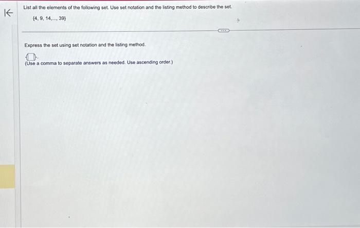List all the elements of the following set. Use set | Chegg.com