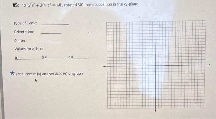 Solved Given the following conic sections, rotated conic | Chegg.com