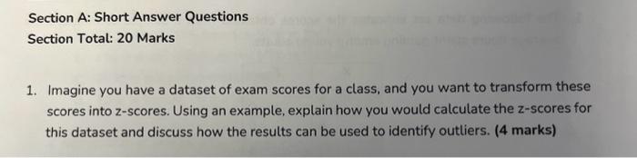 Solved Section A: Short Answer Questions Section Total: 20 | Chegg.com