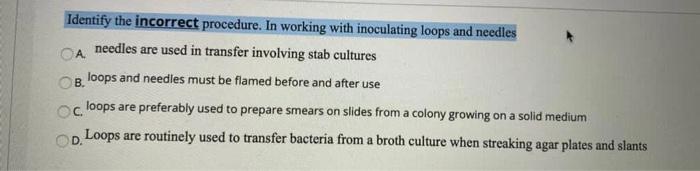 Solved Identify the incorrect procedure. In working with | Chegg.com