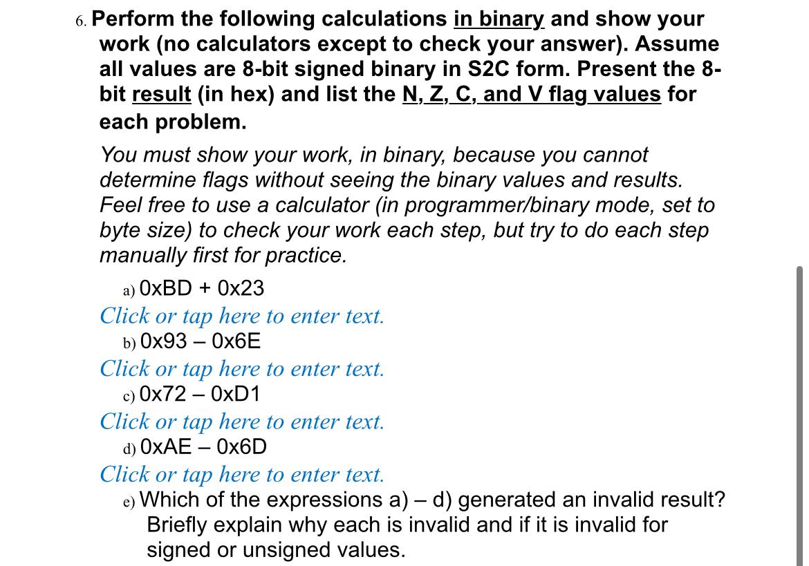 Solved Perform the following calculations in binary and show | Chegg.com