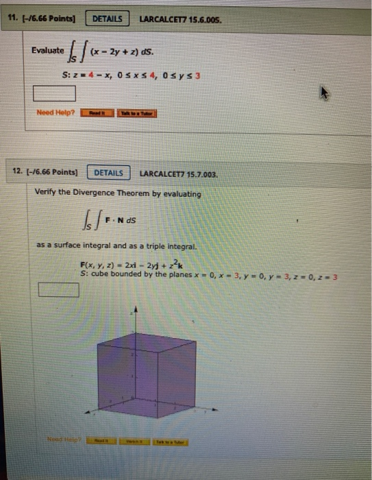 Solved 11. H6.66 Points] DETAILS LARCALCETZ 15.6.005. | Chegg.com