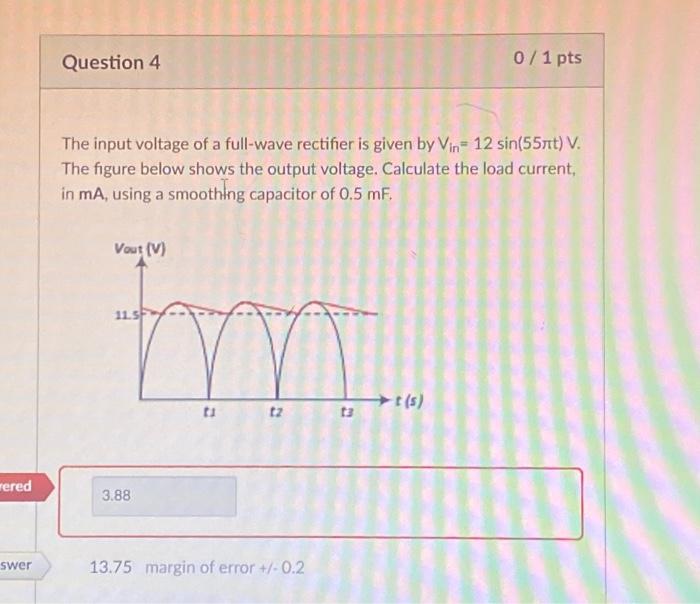 Solved The input voltage of a full-wave rectifier is given | Chegg.com