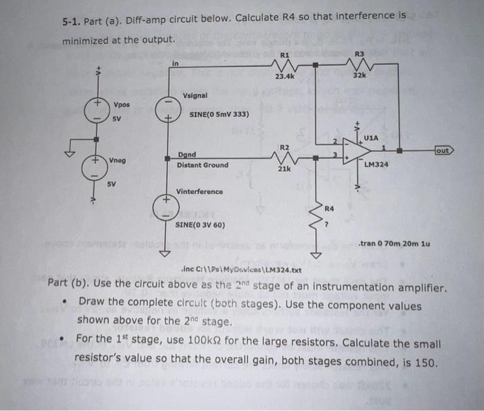Solved Part (a). Diff amo circuit below. Calvulate R4 so | Chegg.com