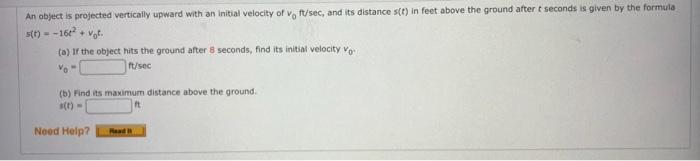 Solved An abject is projected vertically upward with an | Chegg.com