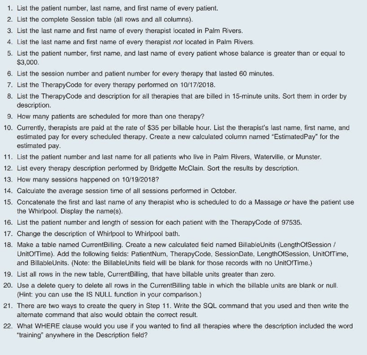 Solved 1. ﻿List the patient number, last name, and first | Chegg.com