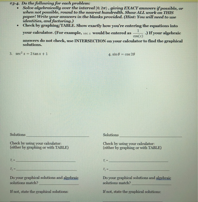 Solved . #3-4. Do the following for each problem: Solve | Chegg.com