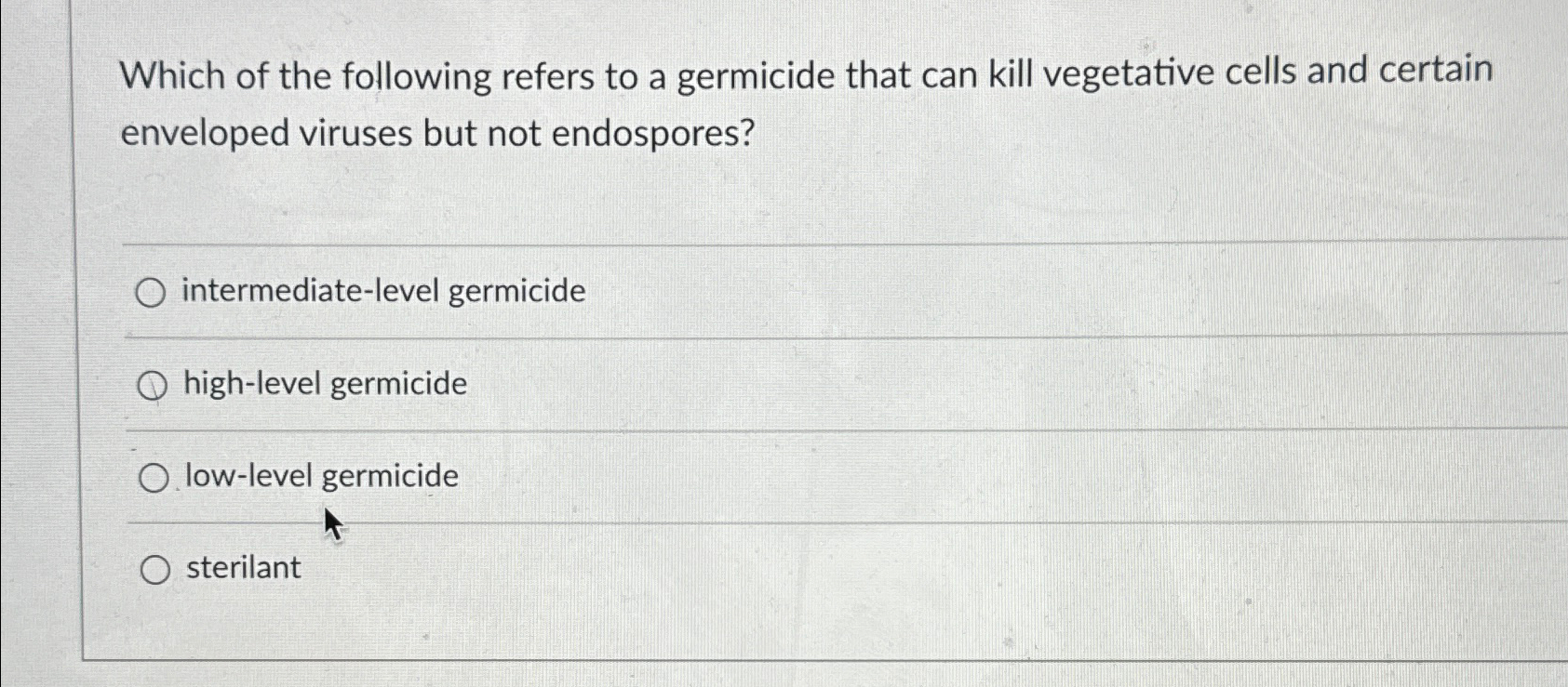 Solved Which of the following refers to a germicide that can | Chegg.com