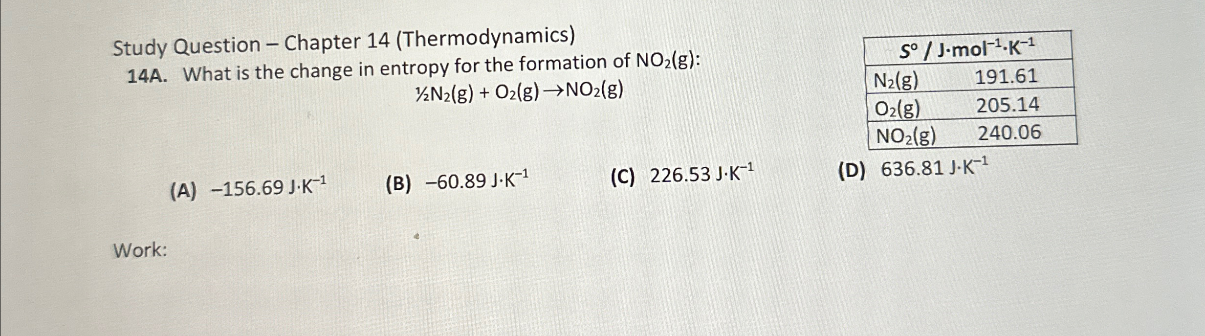 Solved Study Question - ﻿Chapter 14 (Thermodynamics)14A. | Chegg.com