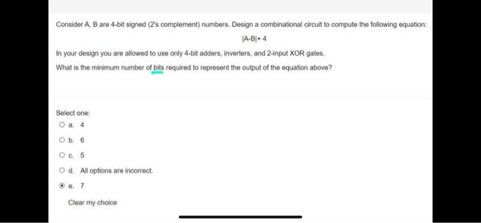 Solved Consider A, B are 4-bit signed (2's complement) | Chegg.com