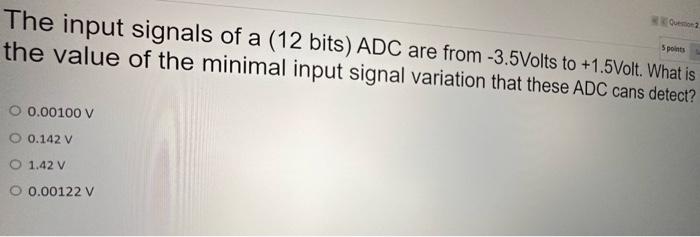 Solved The input signals of a (12 bits) ADC are from −3.5 | Chegg.com