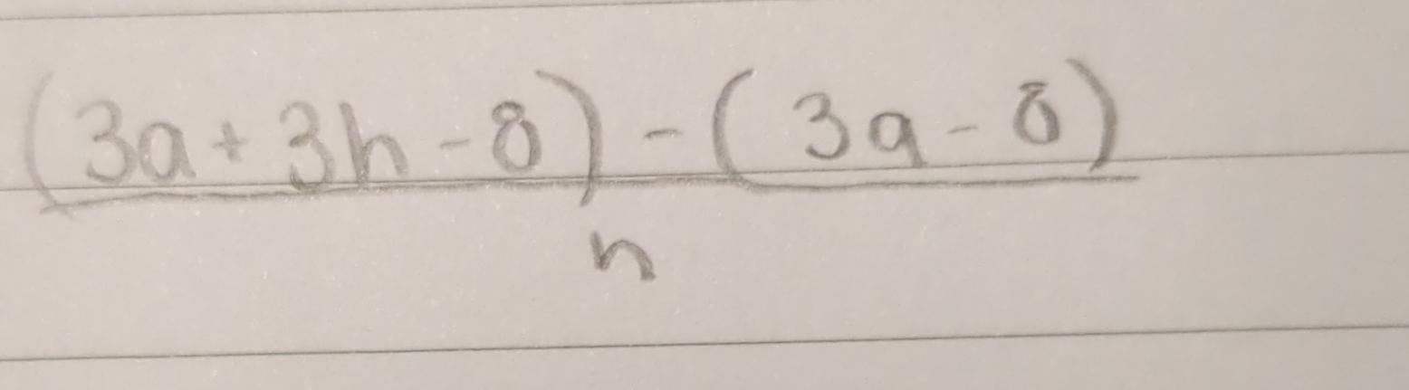 Solved (3a+3h-8)-(3a-8)h | Chegg.com