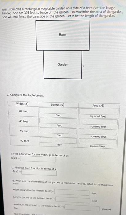 Solved Ava is building a rectangular vegetable garden on a | Chegg.com