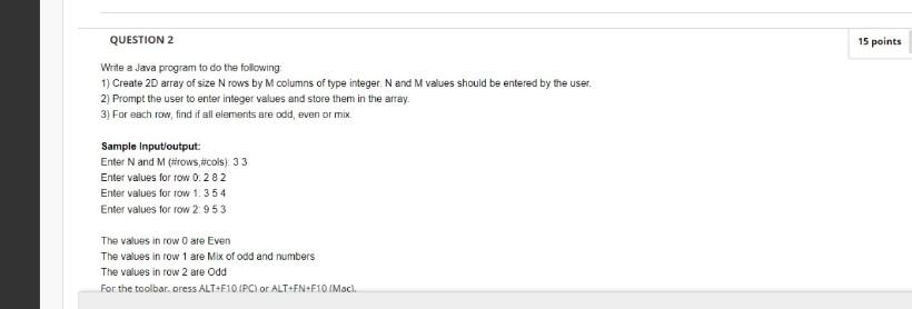 Solved QUESTION 2 15 points Write a Java program to do the | Chegg.com