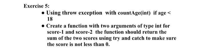 Solved Exercise 1: • Write a java program for the following | Chegg.com