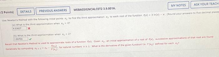 Solved MY NOTES ASK YOUR TEACH 12 Points) WEBASSIGNCALCET2 | Chegg.com Solved MY NOTES ASK YOUR TEACH 12 Points) WEBASSIGNCALCET2 | Chegg.com